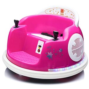 u URideon Ride On Bumper car for Kids, 6V Electric Vehicle Ride on Toys with Remote Control, Music,Colorful Flashing Lights,Battery Powered (Pink)