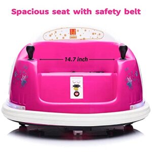 u URideon Ride On Bumper car for Kids, 6V Electric Vehicle Ride on Toys with Remote Control, Music,Colorful Flashing Lights,Battery Powered (Pink)