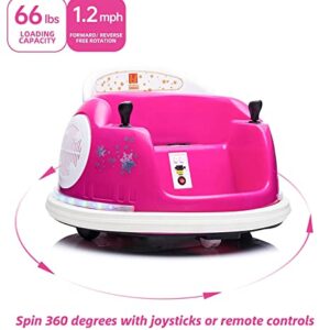 u URideon Ride On Bumper car for Kids, 6V Electric Vehicle Ride on Toys with Remote Control, Music,Colorful Flashing Lights,Battery Powered (Pink)