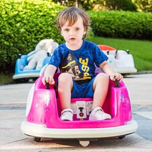 u URideon Ride On Bumper car for Kids, 6V Electric Vehicle Ride on Toys with Remote Control, Music,Colorful Flashing Lights,Battery Powered (Pink)