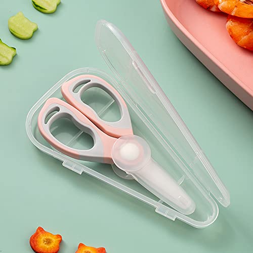 DAMPEN Ceramic Scissors with Ceramic Knife Sets Soft-grip Handles,Safety Healthy ,Kitchen Scissors for Baby Food Kids Food (PINK)