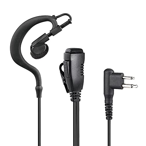 Walkie Talkie Earpiece Compatible with Motorola Single Wire Headphone Mic Earhook Headsets 2.5mm+3.5mm 2-Pin Two Way Radio Earpiece with PTT Black