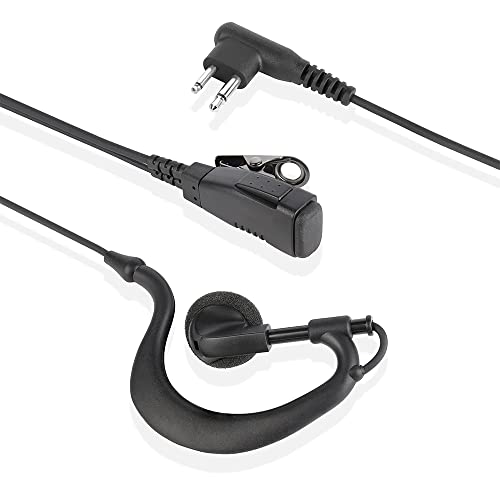 Walkie Talkie Earpiece Compatible with Motorola Single Wire Headphone Mic Earhook Headsets 2.5mm+3.5mm 2-Pin Two Way Radio Earpiece with PTT Black