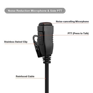 Walkie Talkie Earpiece Compatible with Motorola Single Wire Headphone Mic Earhook Headsets 2.5mm+3.5mm 2-Pin Two Way Radio Earpiece with PTT Black