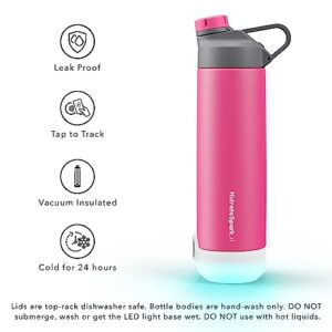 Hidrate Spark TAP Smart Water Bottle – Insulated Stainless Steel – Tap Phone to Track Water Intake, LED Glow Reminder When You Need to Drink – Chug Lid, 20 oz, Fruit Punch