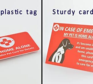 CloceanBrand My Pets, Dogs & Cats are Home Alone Alert Key Tag Keychain Emergency Contact Wallet Card Folded - 2 Writable Back Sides