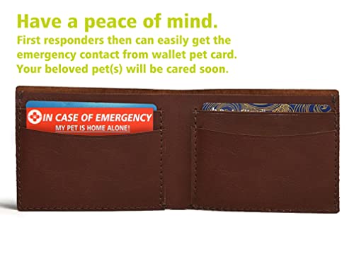 CloceanBrand My Pets, Dogs & Cats are Home Alone Alert Key Tag Keychain Emergency Contact Wallet Card Folded - 2 Writable Back Sides