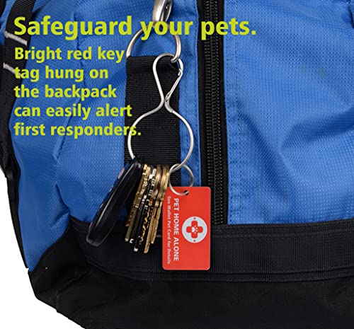 CloceanBrand My Pets, Dogs & Cats are Home Alone Alert Key Tag Keychain Emergency Contact Wallet Card Folded - 2 Writable Back Sides