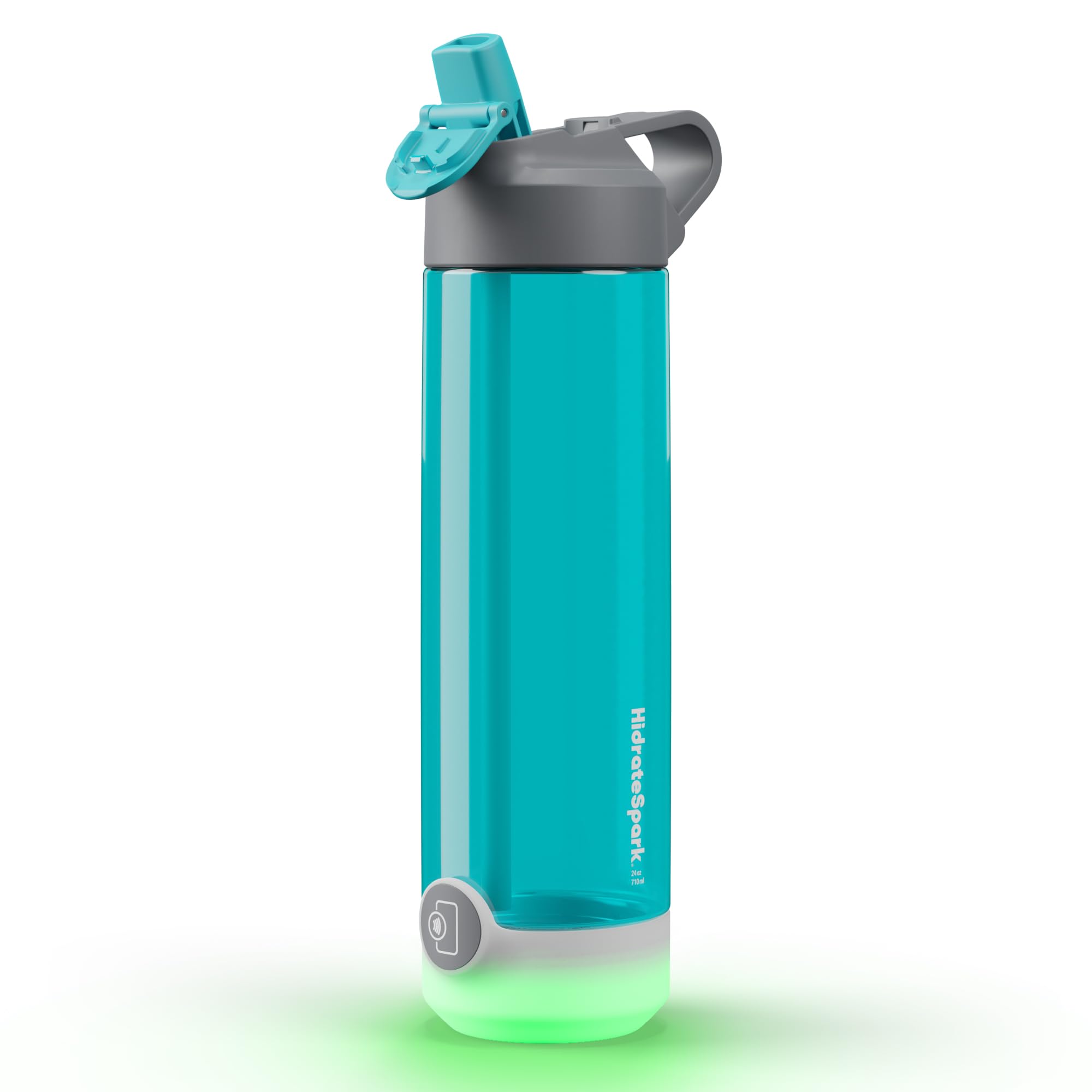 Hidrate Spark TAP Smart Water Bottle – Tritan Plastic – Tap Phone to Track Water Intake, LED Glow Reminder When You Need to Drink – Straw Lid, 24 oz, Scuba