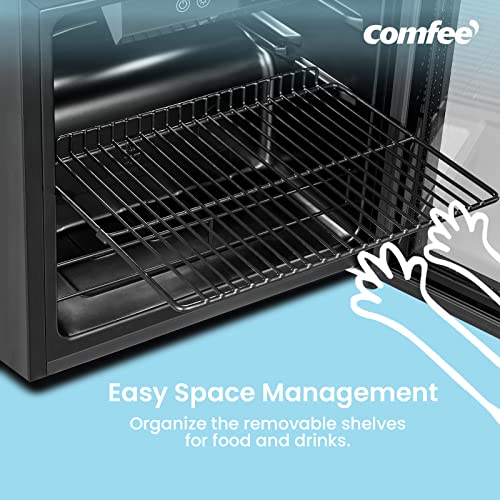 COMFEE' CRV48S3AST Beverage Cooler, 48 Cans Beverage Refrigerator, Digital Temperature Control, Glass Door With Stainless Steel Frame, Reversible Hinge Door And Legs For Home, Apartment,Dorm, Office