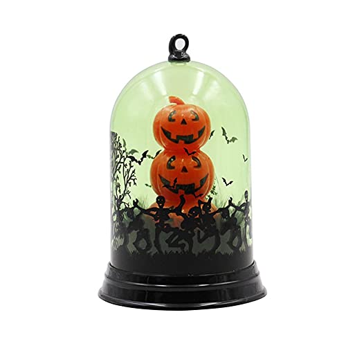 Ochine Halloween Snow Globe Lantern Decoration Lighted Garden Halloween Pumpkin Rustic Lantern Battery Operated Led Lamp Candle Fall Decorations Halloween Party Haunted House Home Tabletop Decor