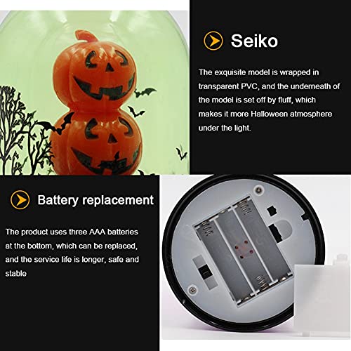 Ochine Halloween Snow Globe Lantern Decoration Lighted Garden Halloween Pumpkin Rustic Lantern Battery Operated Led Lamp Candle Fall Decorations Halloween Party Haunted House Home Tabletop Decor