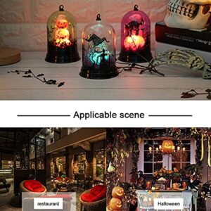 Ochine Halloween Snow Globe Lantern Decoration Lighted Garden Halloween Pumpkin Rustic Lantern Battery Operated Led Lamp Candle Fall Decorations Halloween Party Haunted House Home Tabletop Decor