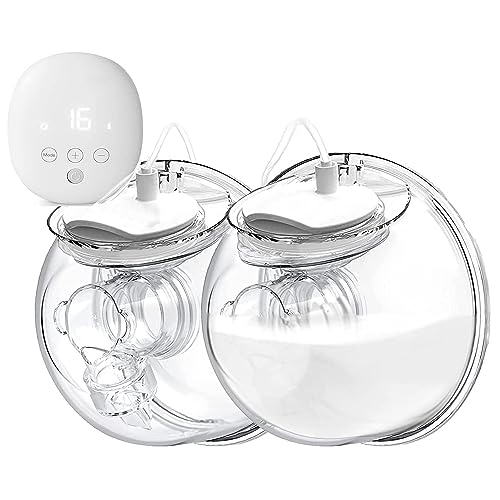 OPATER Wearable Breast Pump Hands Free Portable Electric Breast Pump with Massage Mode Wear Breast Pump with 16 Levels 4 Modes Suction Breastfeeding Pump,24mm