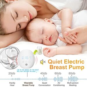 OPATER Wearable Breast Pump Hands Free Portable Electric Breast Pump with Massage Mode Wear Breast Pump with 16 Levels 4 Modes Suction Breastfeeding Pump,24mm