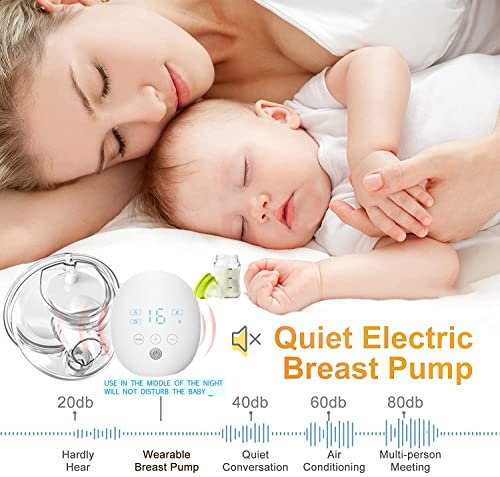 OPATER Wearable Breast Pump Hands Free Portable Electric Breast Pump with Massage Mode Wear Breast Pump with 16 Levels 4 Modes Suction Breastfeeding Pump,24mm