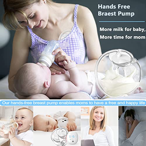 OPATER Wearable Breast Pump Hands Free Portable Electric Breast Pump with Massage Mode Wear Breast Pump with 16 Levels 4 Modes Suction Breastfeeding Pump,24mm