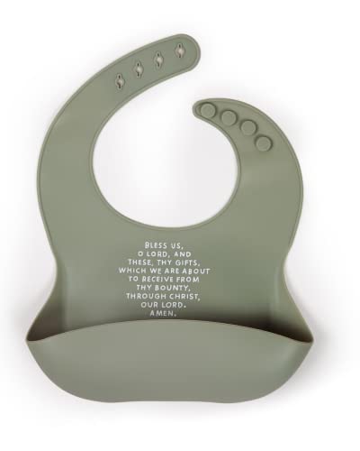 Be A Heart Silicone Bibs for Babies & Toddlers, Meal Blessing Prayer Bib, Baby Baptism Gift (Sage)