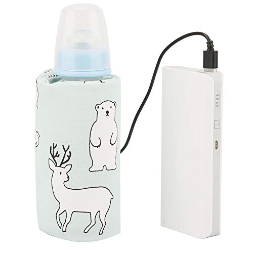 USB Baby Feeding Bottle Warmer Portable Cartoon Milk Bottle Travel Heater Portable Milk Bottle Heating Warmer Compatible with Many Kinds of 5V 2A USB Devices(Bear)