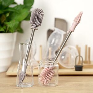 Haakaa Silicone Cleaning Brush, Baby Bottle Brush, Bottle Brush Cleaner, Reusable Cleaning Brush for Haakaa Pump, Milk Storage Bags, All-Round Cleaning, Sturdy Bristles. Gray