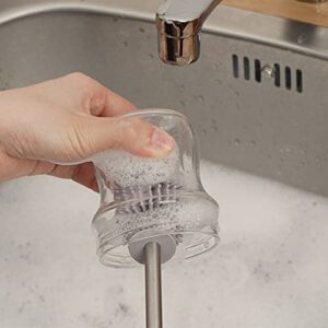 Haakaa Silicone Cleaning Brush, Baby Bottle Brush, Bottle Brush Cleaner, Reusable Cleaning Brush for Haakaa Pump, Milk Storage Bags, All-Round Cleaning, Sturdy Bristles. Gray