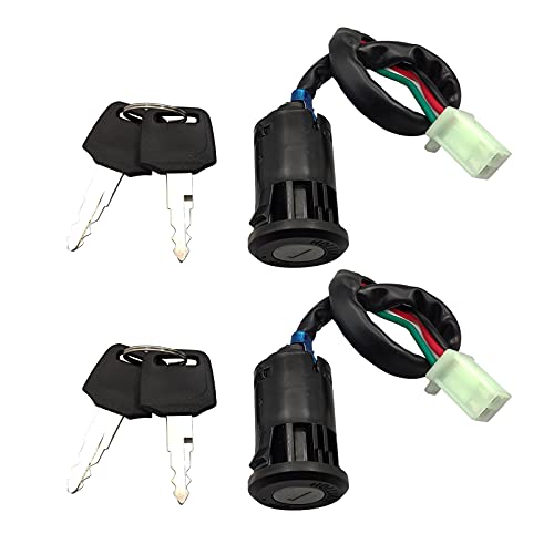 AUTQVA Ignition Switch for Chinese ATV, Key Ignition for Coolster Taotao Sunl Apollo, Key Switch Replacement for 50cc 70cc 90cc 110cc 125cc Scooters and Dirt Bikes, Pack of 2pcs, SS102-01