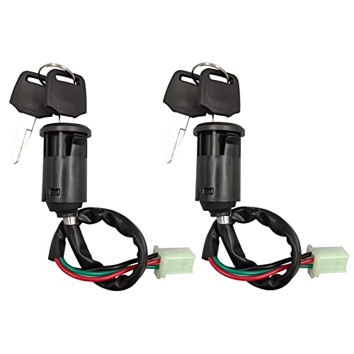 AUTQVA Ignition Switch for Chinese ATV, Key Ignition for Coolster Taotao Sunl Apollo, Key Switch Replacement for 50cc 70cc 90cc 110cc 125cc Scooters and Dirt Bikes, Pack of 2pcs, SS102-01