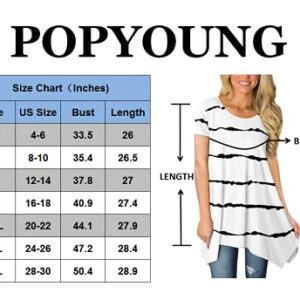 POPYOUNG Womens Summer Short Sleeve Plus Size Tunic Tops Casual Swing Blouse Shirt 4XL, White Lily