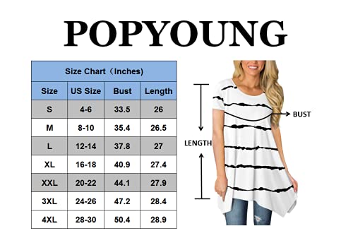 POPYOUNG Womens Summer Short Sleeve Plus Size Tunic Tops Casual Swing Blouse Shirt 4XL, White Lily