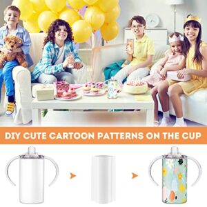 Vermida Sublimation Sippy Cup Blank with Handle, 12oz Stainless steel Sippy Cups, Kids Cups with Straws and Lids Spill Proof Double Wall Vacuum Cups for Children(2 Pack)