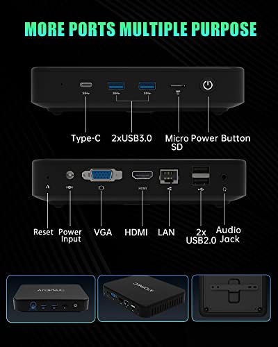 Mini PC Windows 10 Pro, Intel Celeron N4020,Mini Desktop Computer 4GB DDR4 128GB eMMC, Micro Computer 4K Suppport, 2.4/5G WiFi Bluetooth 5.0, Gigabit Ethernet, for Business, Home