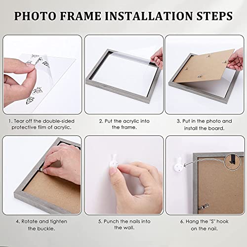 HAMITOR Picture Frames Set for Wall Decor- 12 Pack Gallery Wall Frames Set, Collage Photo Frames Wall Mounting Including One 8x10 / Four 5x7 / Five 4x6 / Two 6x8 Inch- Rustic Gray