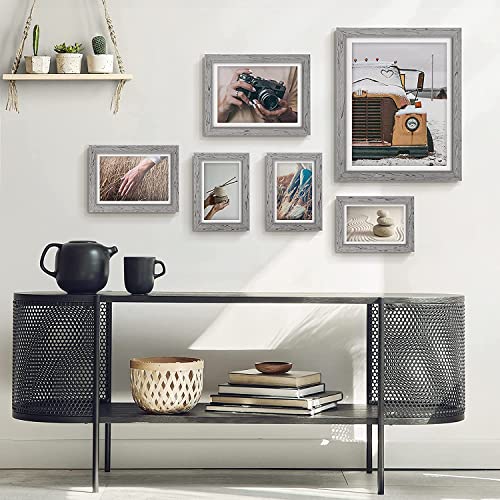 HAMITOR Picture Frames Set for Wall Decor- 12 Pack Gallery Wall Frames Set, Collage Photo Frames Wall Mounting Including One 8x10 / Four 5x7 / Five 4x6 / Two 6x8 Inch- Rustic Gray