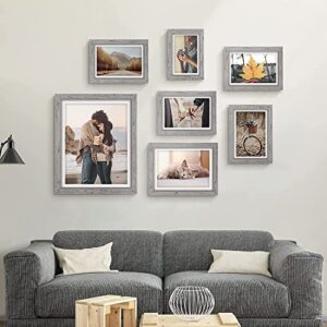 HAMITOR Picture Frames Set for Wall Decor- 12 Pack Gallery Wall Frames Set, Collage Photo Frames Wall Mounting Including One 8x10 / Four 5x7 / Five 4x6 / Two 6x8 Inch- Rustic Gray