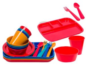 wal-mart kids dinnerware 24pc- multicolor- microwave/dishwasher safe