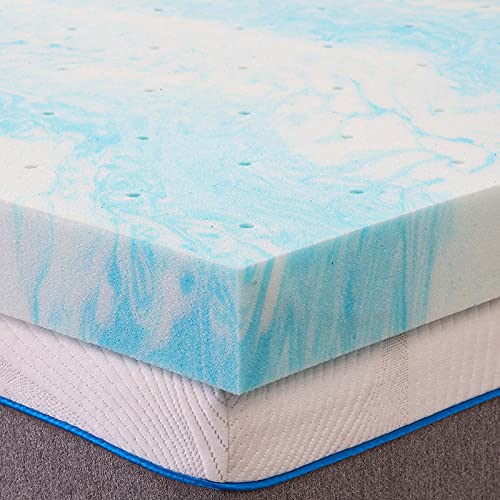 Mattress Topper, Queen Size Gel Memory Foam Bed Topper, Soft Foam, Pressure Relief for Back Pain, 2 Inch, Navy Blue