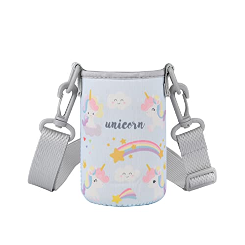 2Pack-Children's Water Bottle Carrier, Protect and insulate your water bottle, With adjustable straps, Suitable for most children's water bottles - Unicorn + Animal