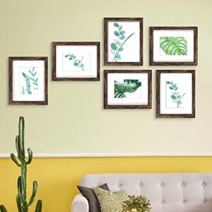 SESEAT 8x10 Picture Frames Rustic Brown Wall Mounting or Tabletop Display, 6PCS