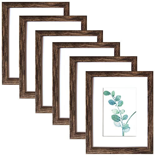 SESEAT 8x10 Picture Frames Rustic Brown Wall Mounting or Tabletop Display, 6PCS