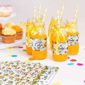 48 Pieces Little Cutie Baby Shower Water Bottle Labels Orange Water Bottle Wrapper Stickers Party Favors Decorations for Boy Girl Baby Shower, 3 Styles (Cute Style)