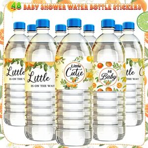 48 Pieces Little Cutie Baby Shower Water Bottle Labels Orange Water Bottle Wrapper Stickers Party Favors Decorations for Boy Girl Baby Shower, 3 Styles (Cute Style)