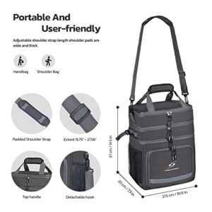 Maelstrom Lunch Box for Men,Insulated Lunch Bag Women/Men,Leakproof Lunch Cooler Bag,Lunch Tote Bag,20L,Gray