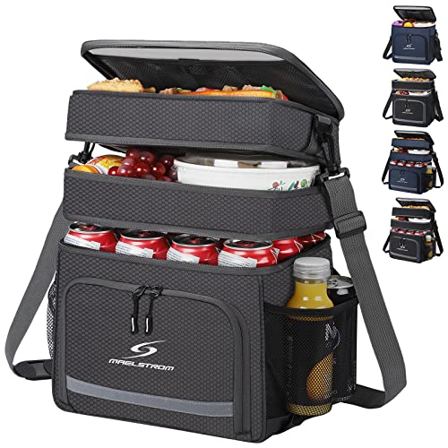 Maelstrom Lunch Box for Men,Insulated Lunch Bag Women/Men,Leakproof Lunch Cooler Bag,Lunch Tote Bag,20L,Gray