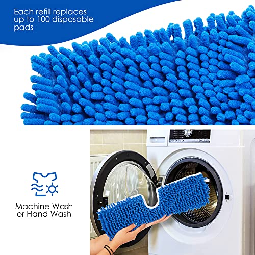 Houseables Flip Mop Refill, Dual Sided Sweeper, 19.5x6, 3 Pack, Blue, Chenille Microfiber, Premium Cleaning Supplies, Upgraded Version, Duster, Floor Cleaner, Easy Squeeze, Hardwood, Tile