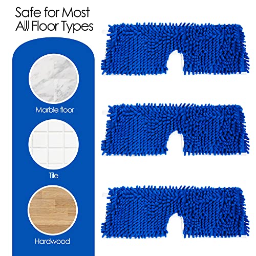 Houseables Flip Mop Refill, Dual Sided Sweeper, 19.5x6, 3 Pack, Blue, Chenille Microfiber, Premium Cleaning Supplies, Upgraded Version, Duster, Floor Cleaner, Easy Squeeze, Hardwood, Tile