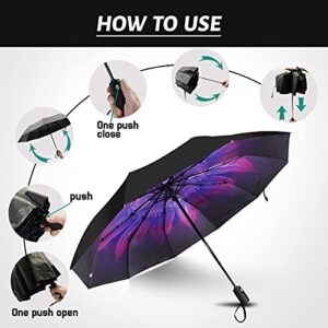 LLanxiry Umbrella Windproof Travel Umbrellas for Rain Black Folding Umbrellas 10 RIBS Automatic Strong Portable Wind Resistant Backpack Umbrella for Men and Women (Orchid)