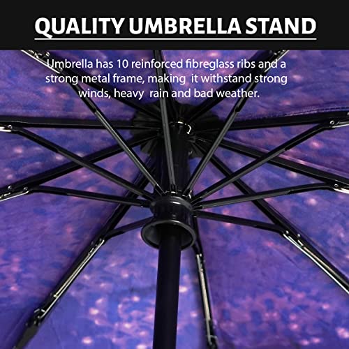 LLanxiry Umbrella Windproof Travel Umbrellas for Rain Black Folding Umbrellas 10 RIBS Automatic Strong Portable Wind Resistant Backpack Umbrella for Men and Women (Orchid)