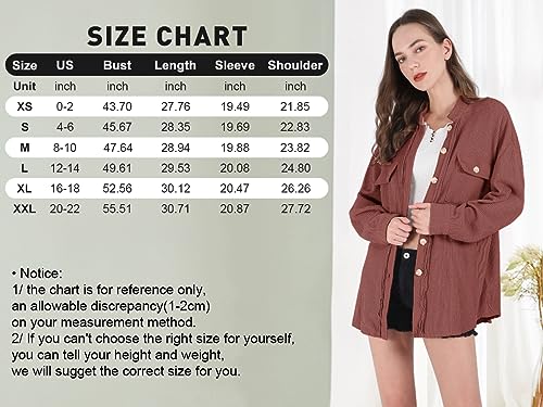 chouyatou Women's Loose Fit Batwing Sleeve Waffle Knit Button Down Shirt Shacket Tops (Large, Coffee)