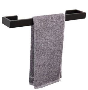 tocten bath towel rack - square base thicken sus304 stainless steel towel bar for bathroom, bathroom bar accessories towel rod heavy duty wall mounted towel holder (matte black, 16 inch)