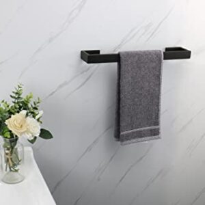 TocTen Bath Towel Rack - Square Base Thicken SUS304 Stainless Steel Towel Bar for Bathroom, Bathroom Bar Accessories Towel Rod Heavy Duty Wall Mounted Towel Holder (Matte Black, 16 Inch)